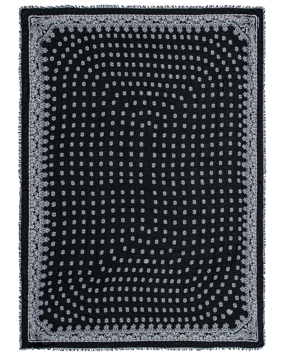 Saint Laurent Grand Carre Rectangle Bandana Scarf in Black & Ivory | FWRD