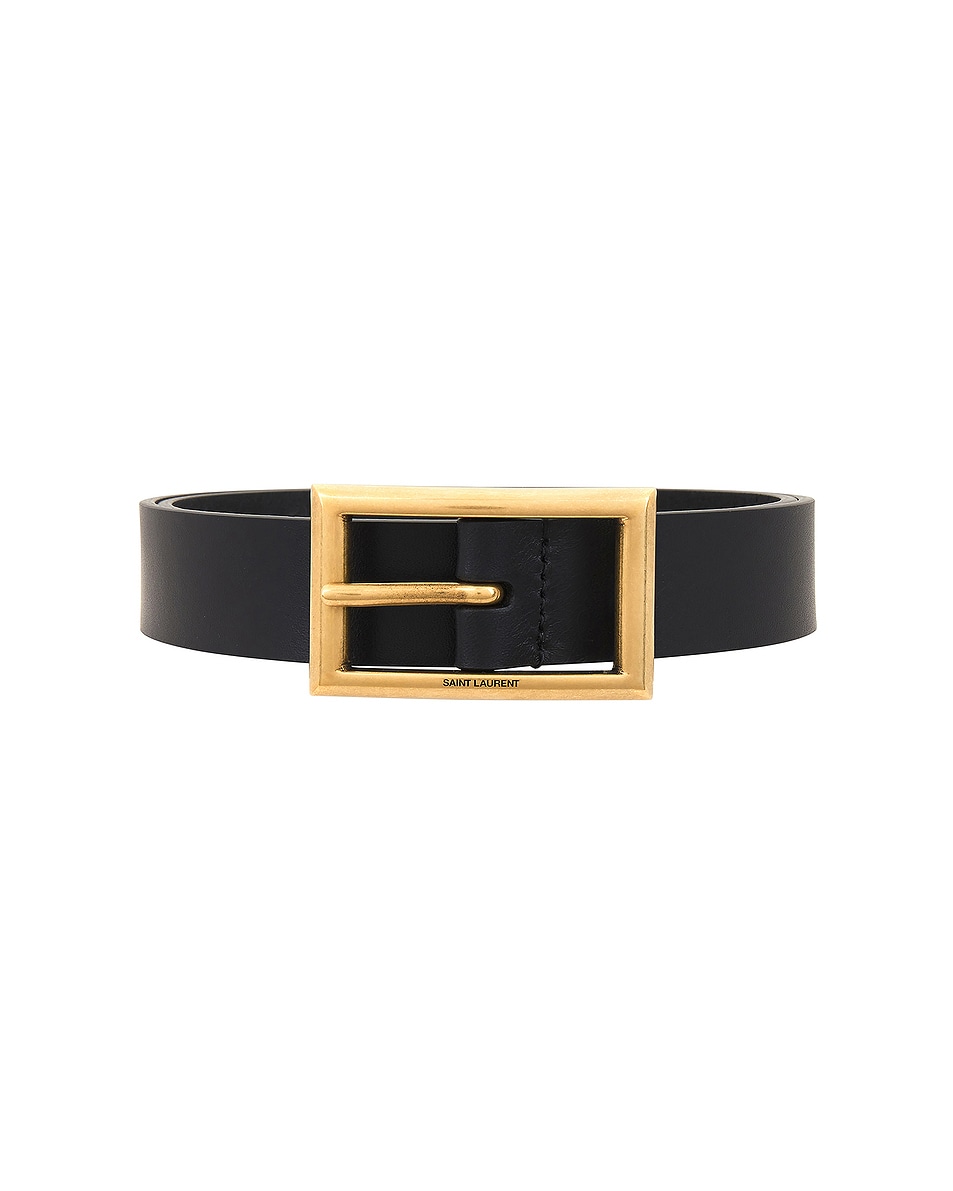 Saint Laurent Rectangle Buckle Belt in Nero | FWRD