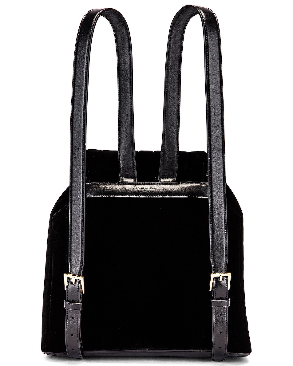Saint Laurent Velvet Monogramme Vicky Backpack in Black | FWRD