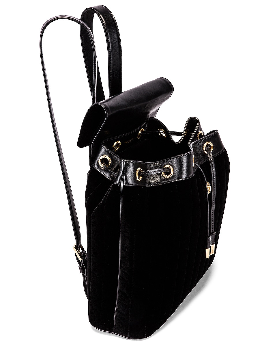 Saint Laurent Velvet Monogramme Vicky Backpack in Black | FWRD