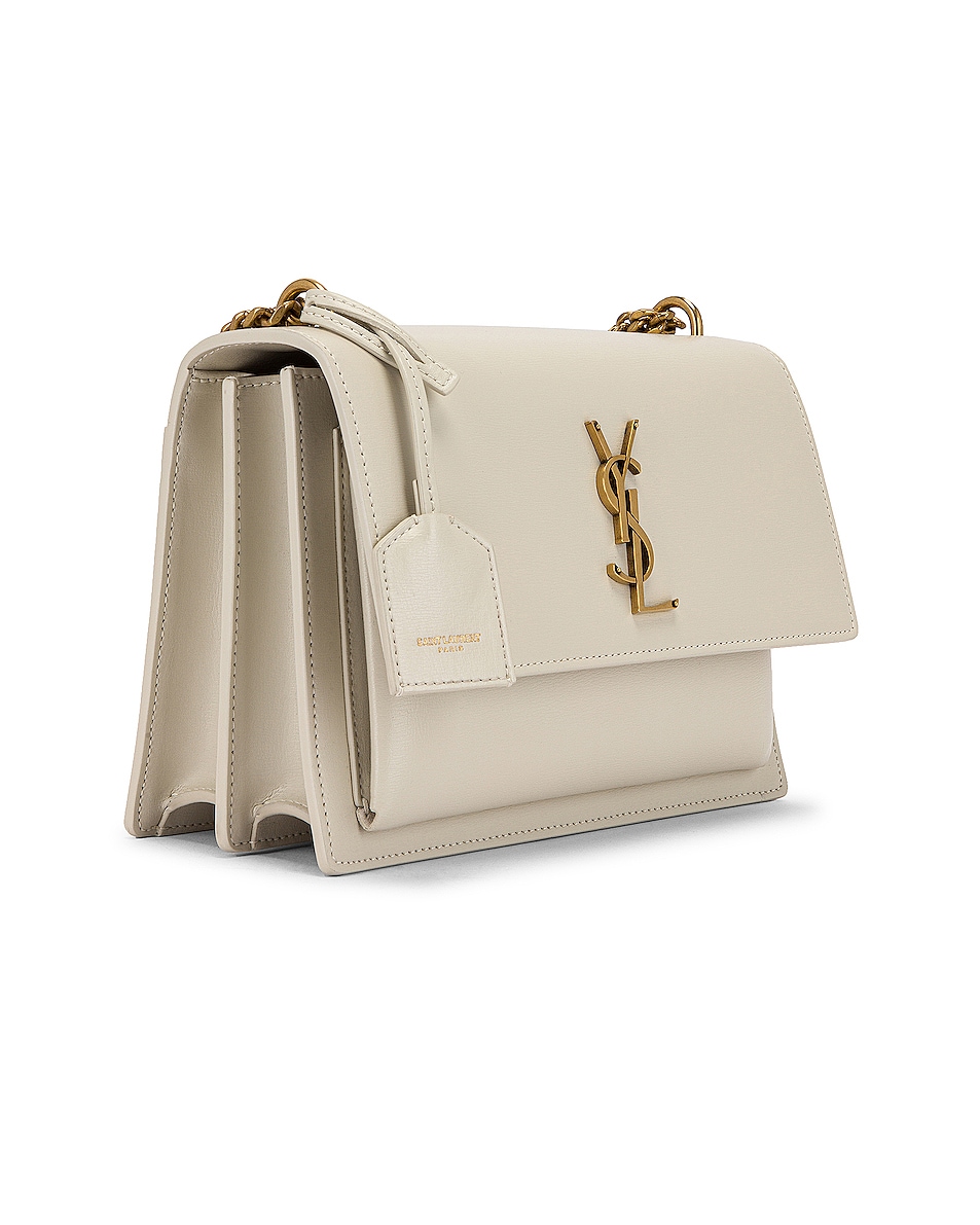 Saint Laurent Medium Sunset Monogramme Bag in Crema Soft | FWRD