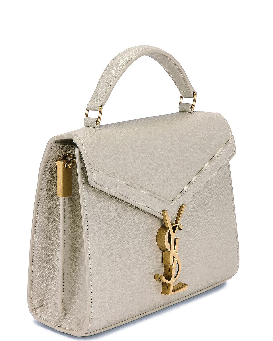 Saint Laurent Mini Cassandra Top Handle Bag in Crema Soft in Blanc ...