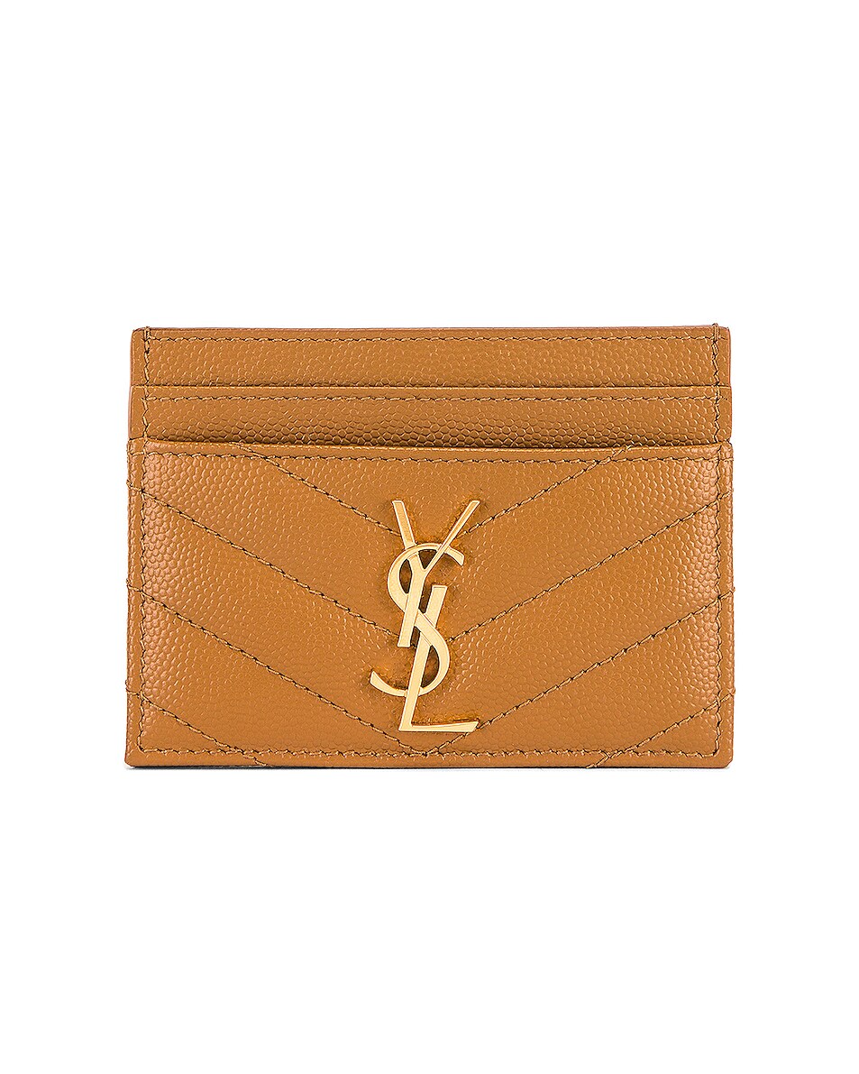 Saint Laurent YSL Credit Card Case in Naturel Dark | FWRD