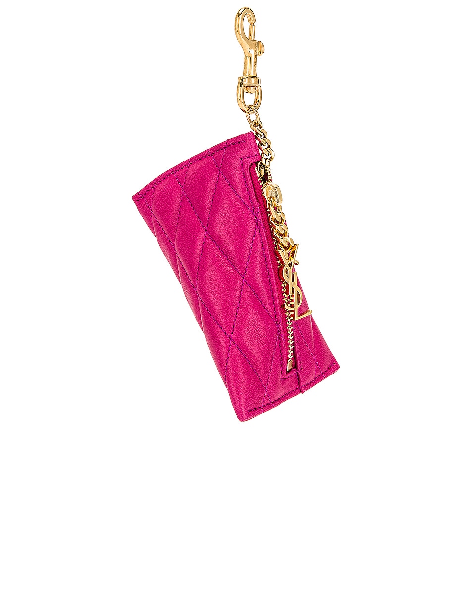 Saint Laurent Berlingo Charm Key Pouch in Fuchsia | FWRD