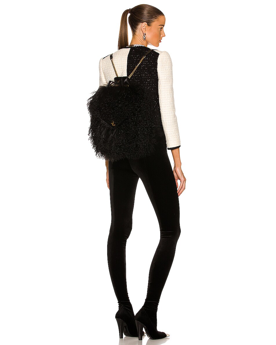 Saint Laurent Mongolian Fur Backpack in Nero | FWRD