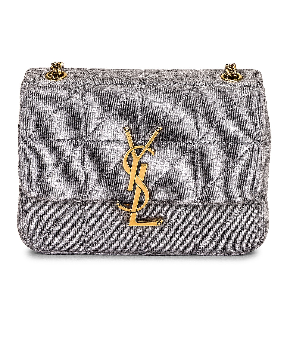 Saint Laurent Mini Jamie Lock Jersey Bag in Grigio | FWRD