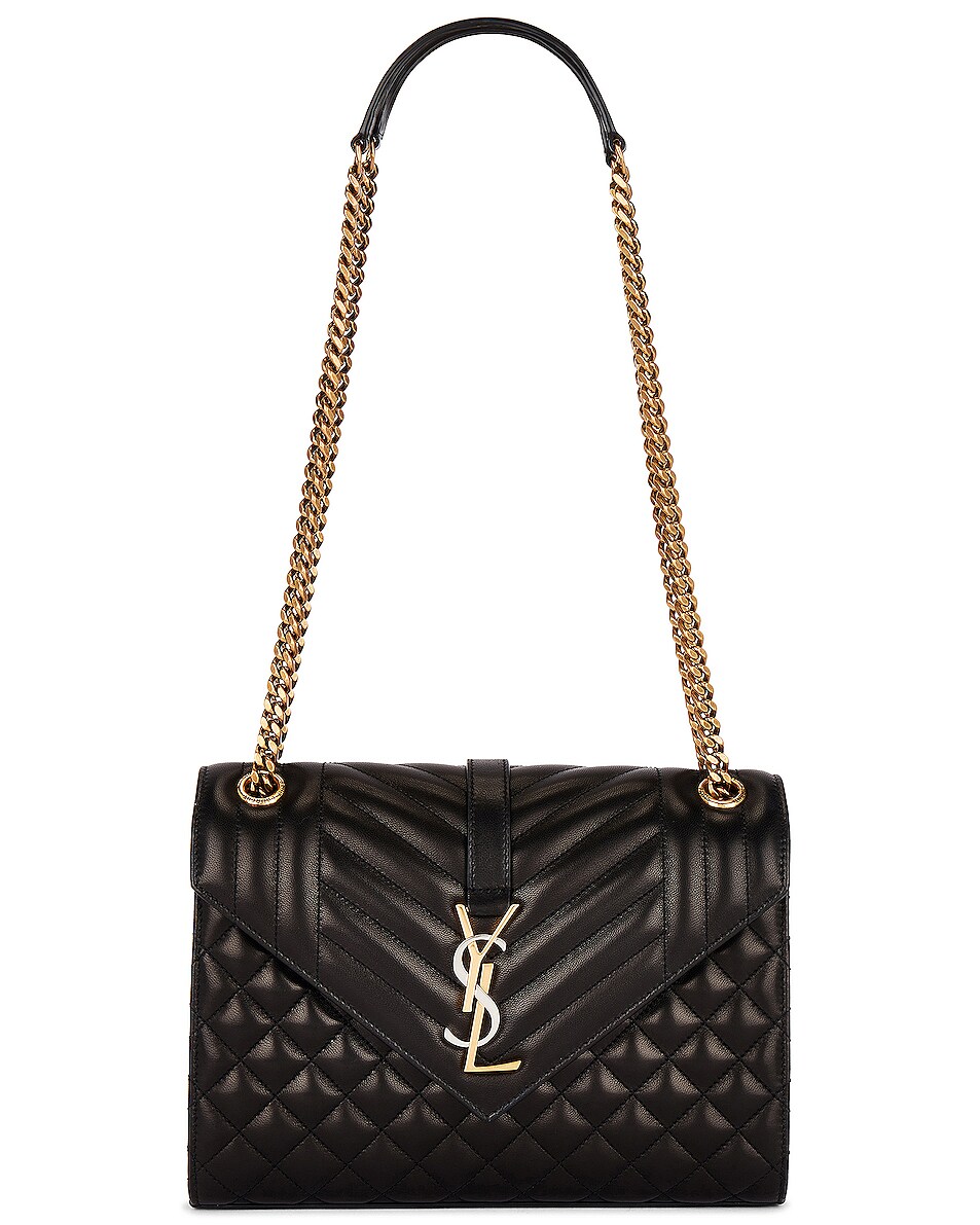 Saint Laurent Medium Envelope Bag in Nero & Trigalva | FWRD