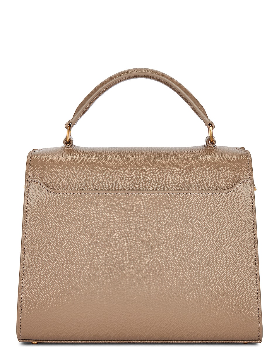 Saint Laurent Mini Cassandra Top Handle Bag in Greyish Brown | FWRD