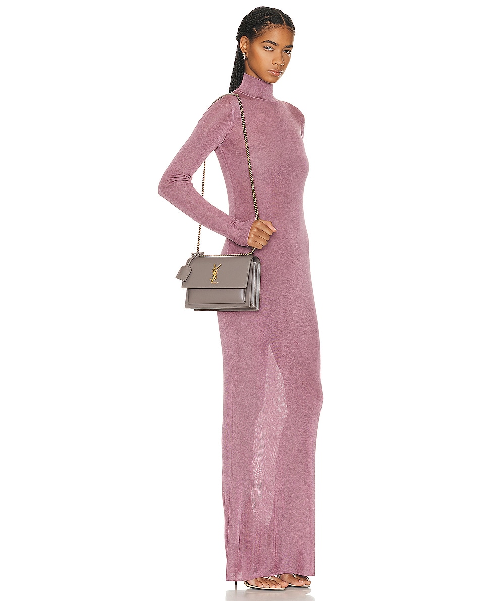 Saint Laurent Medium Sunset Chain Bag in Greyish Brown | FWRD