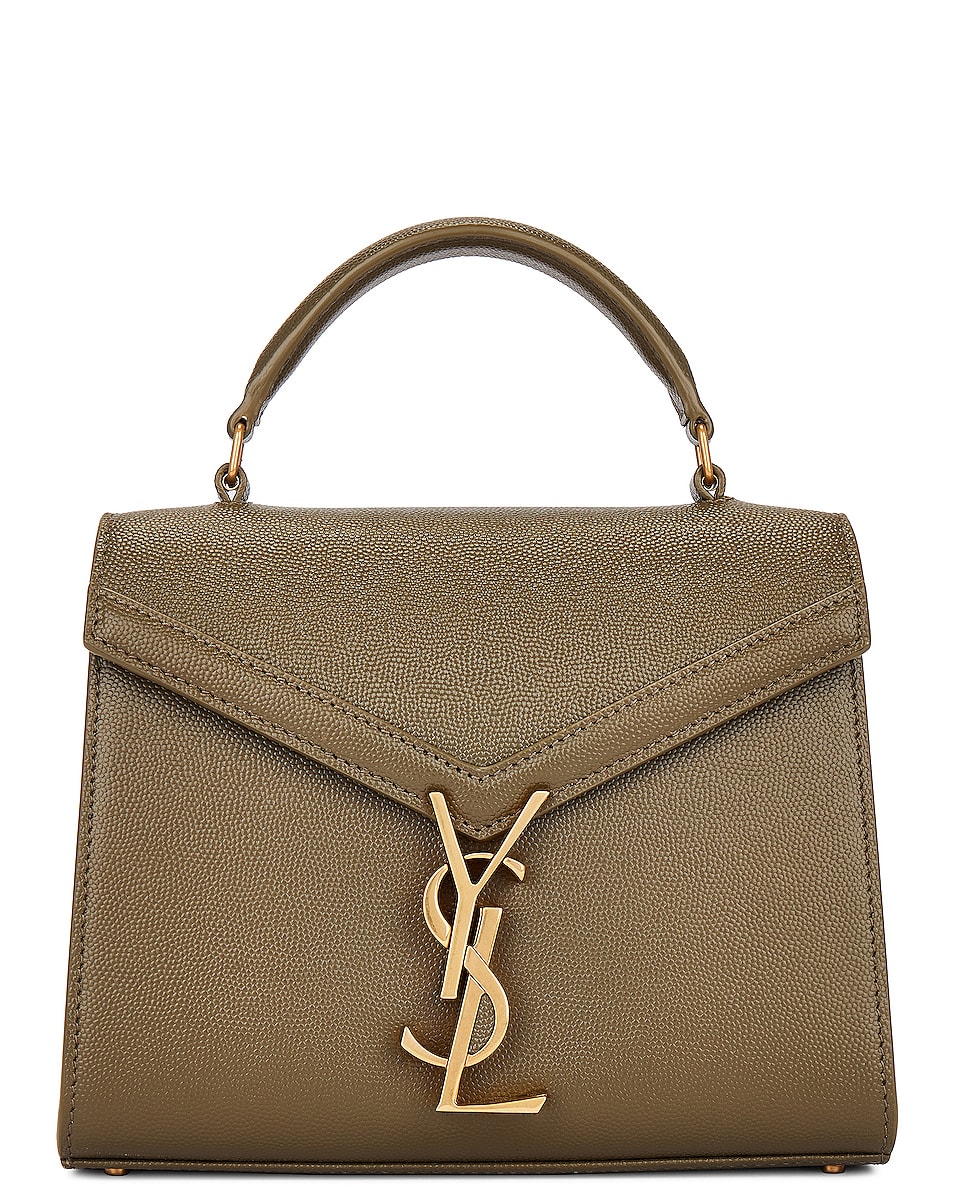 Saint Laurent Mini Cassandra Top Handle Shoulder Bag in Vert Kaki | FWRD
