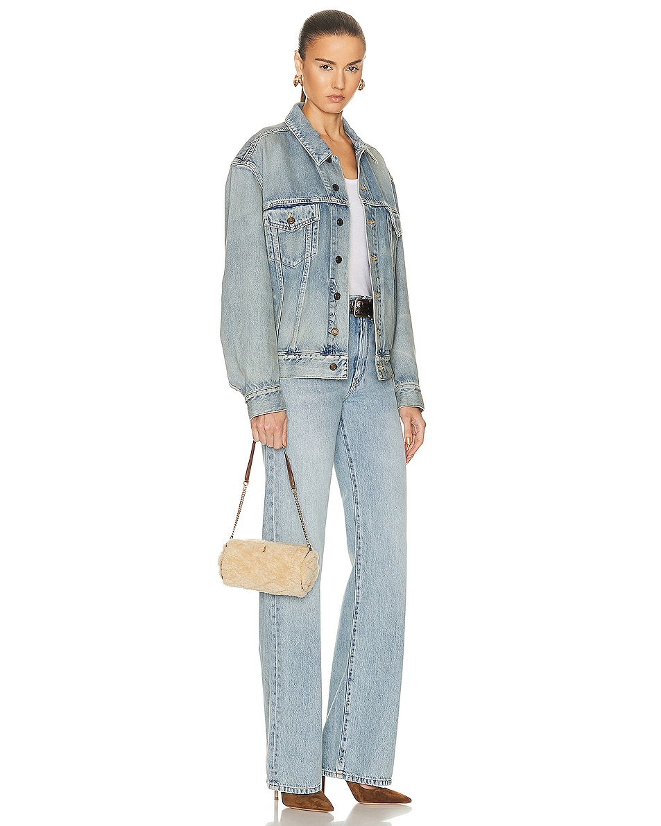 Saint Laurent Mini Sade Tube Bag in Natural Beige & Dark Sigaro | FWRD