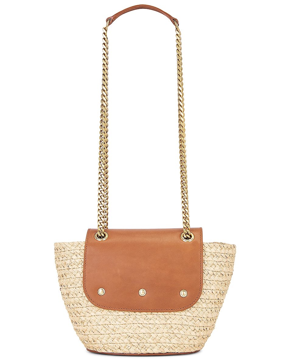Saint Laurent Mini Panier Raffia Bag in Naturel & Brick | FWRD