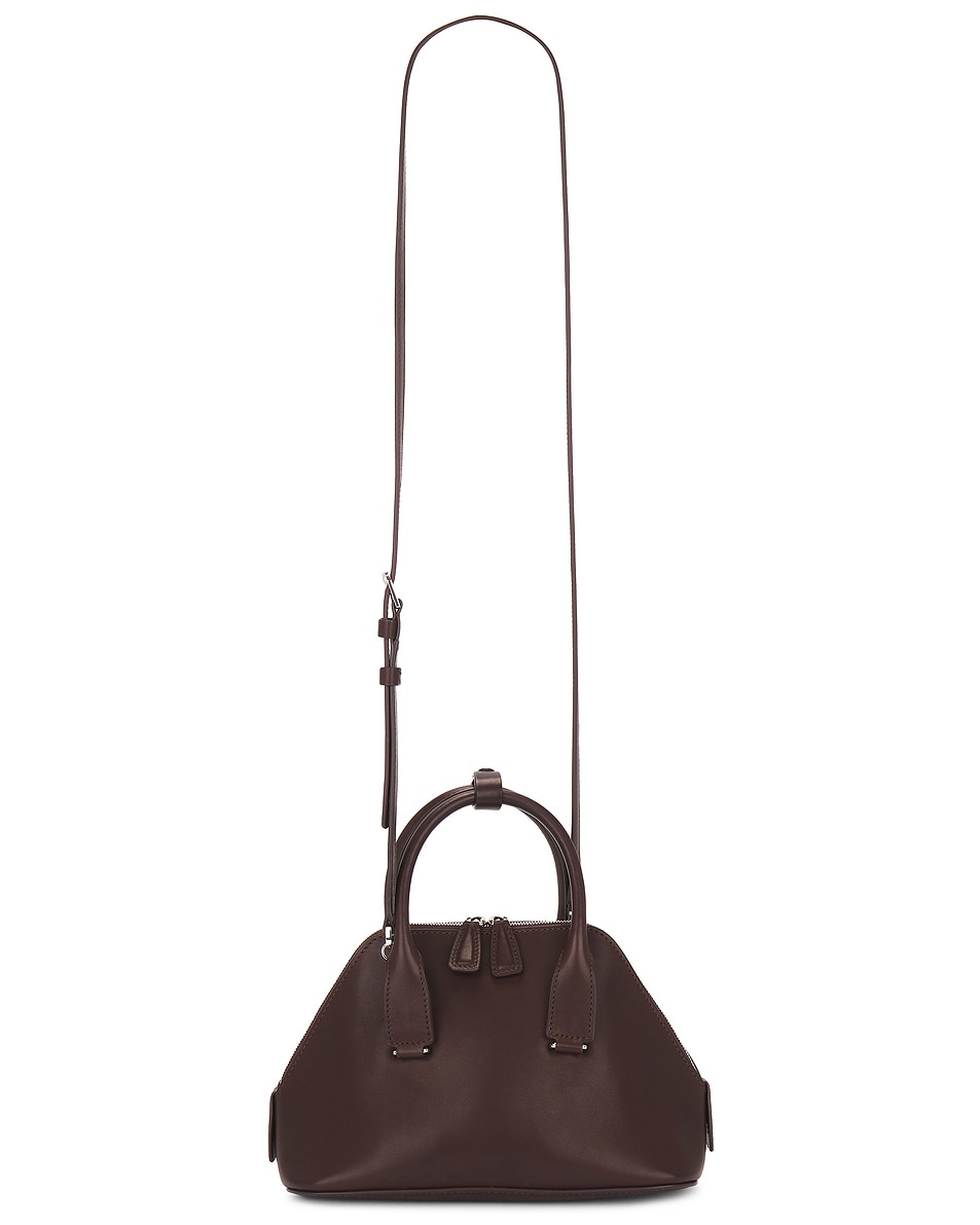 The Row Mini Devon Saddle Leather Bag in Dark Brown PLD | FWRD