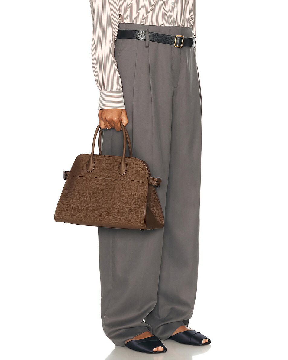 The Row Soft Margaux 15 Bag in Dark Olive PLD | FWRD