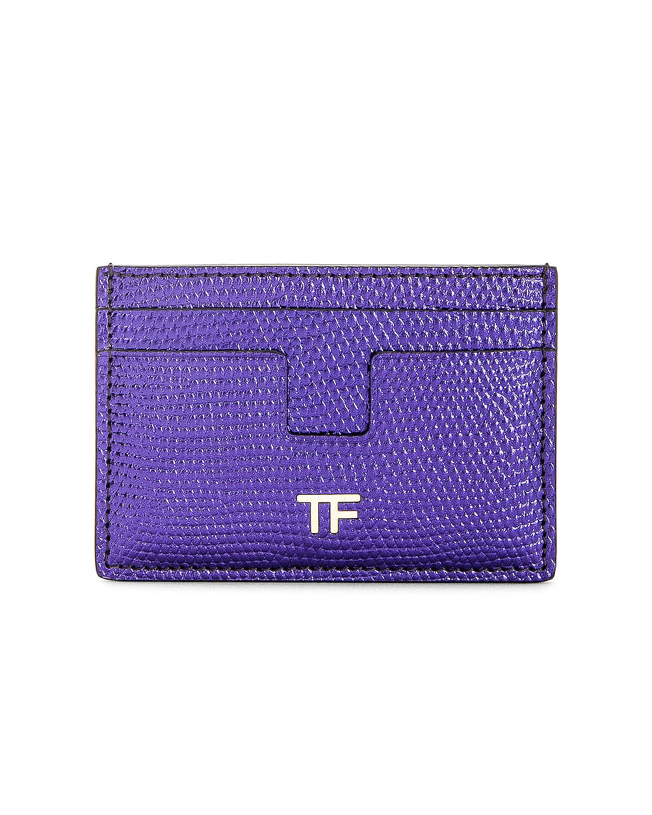 TOM FORD Printed Lizard Classic TF Card Holder in Dahlia | FWRD