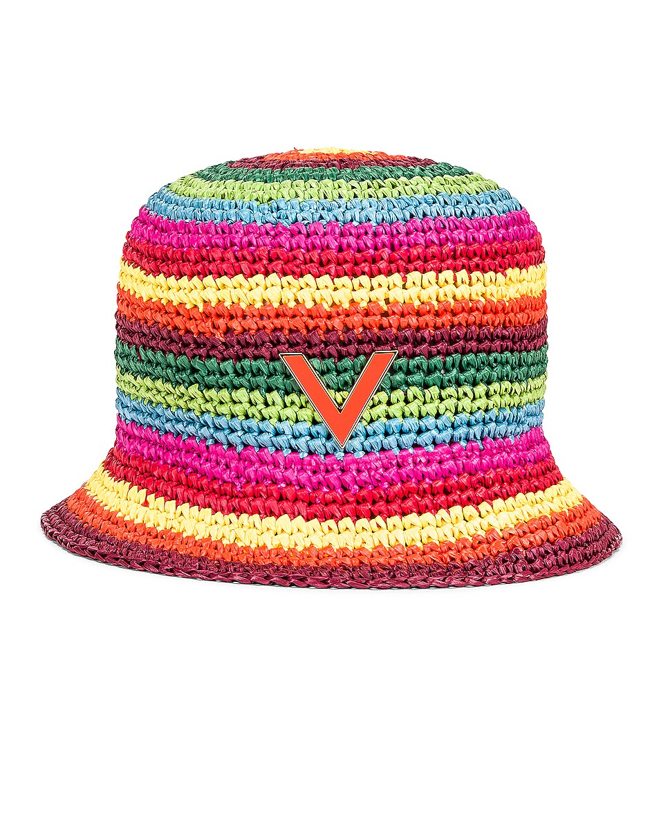 Valentino Garavani Crochet Enamel V Bucket Hat in Multicolor | FWRD