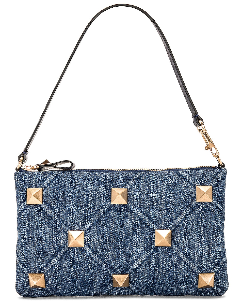 Valentino Garavani Roman Stud Pouch in Dark Denim | FWRD