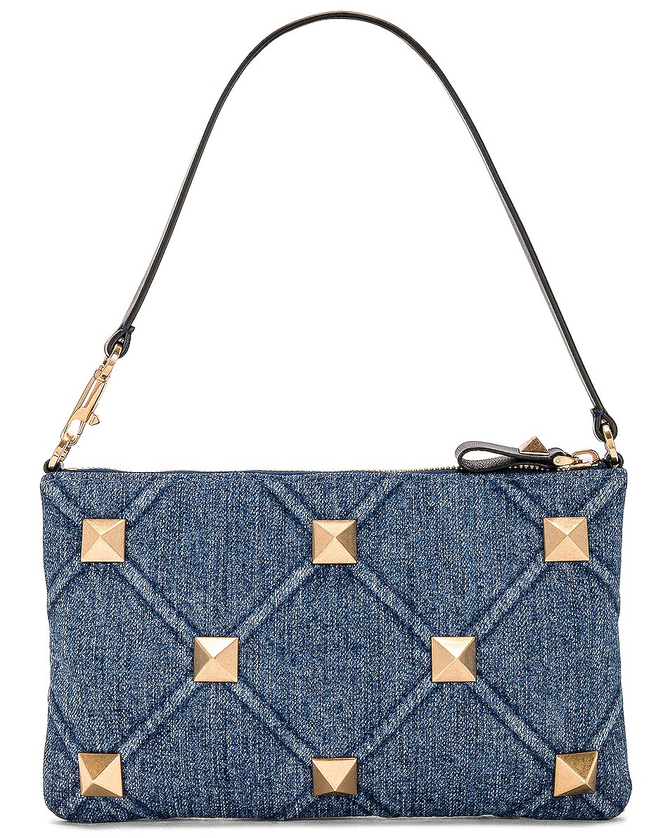 Valentino Garavani Roman Stud Pouch in Dark Denim | FWRD