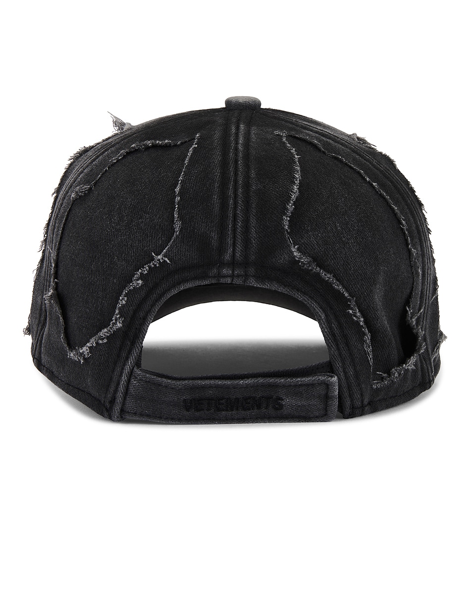 VETEMENTS Fully Distressed Piercing Cap in Black | FWRD