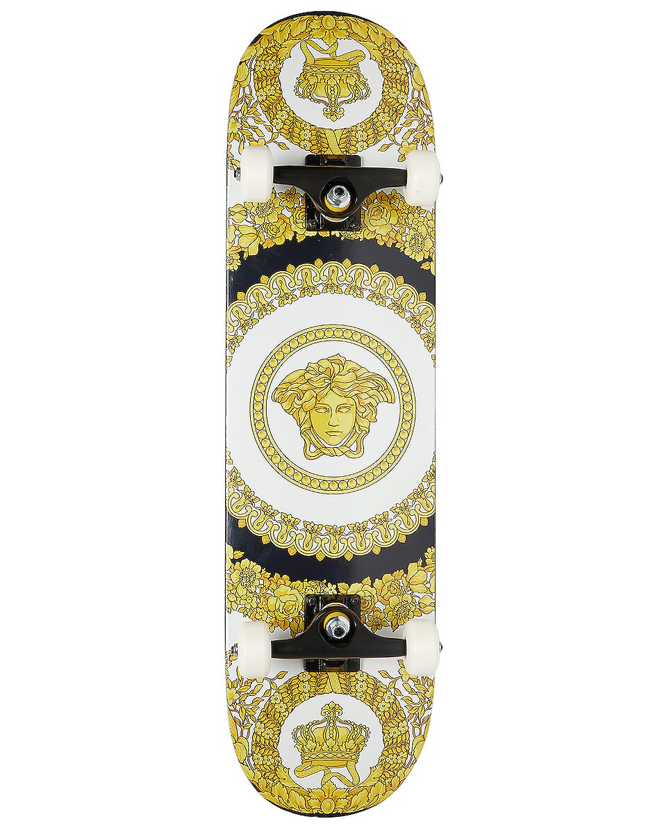 VERSACE Play On Skateboard in Black & Gold | FWRD