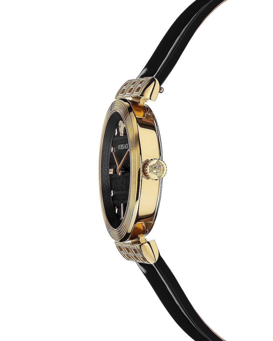 VERSACE Meander 34mm Watch in Yellow Gold & Black | FWRD