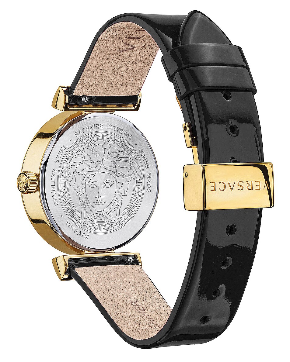 VERSACE Meander 34mm Watch in Yellow Gold & Black | FWRD