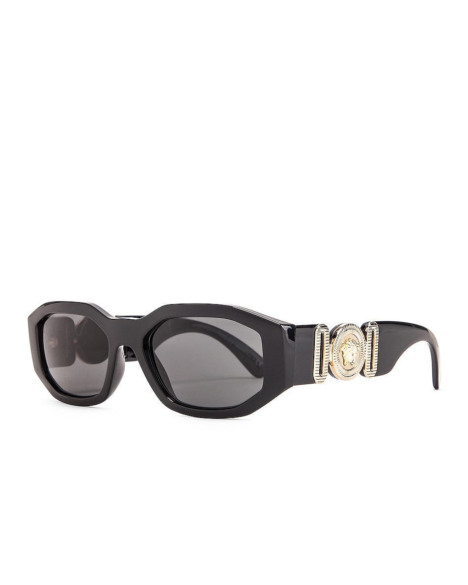VERSACE Chunky Rectangle Sunglasses in Black | FWRD