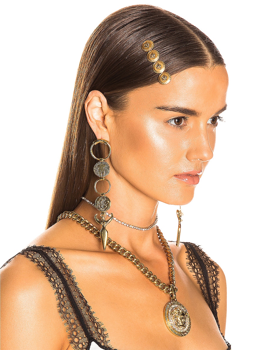 VERSACE Logo Hair Clip in Gold | FWRD
