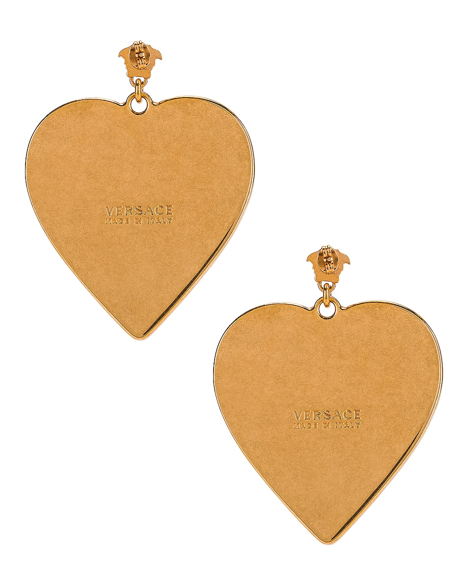 VERSACE Heart Earrings in Blue & Gold | FWRD