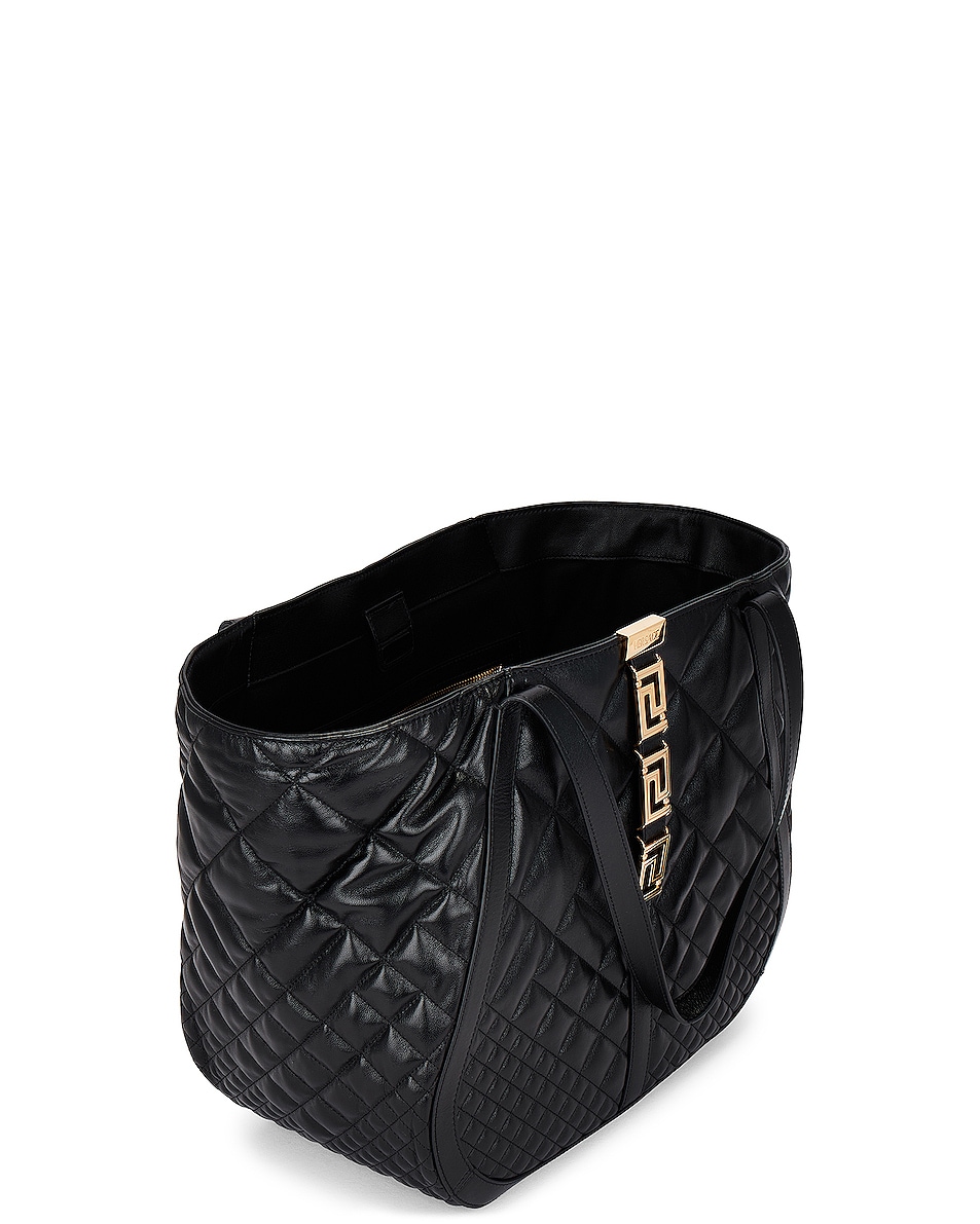 VERSACE Large Tote Bag in Black & Versace Gold | FWRD