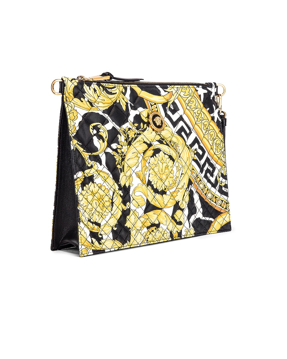 VERSACE Quilted Icon Pouch Bag in Black & Yellow | FWRD