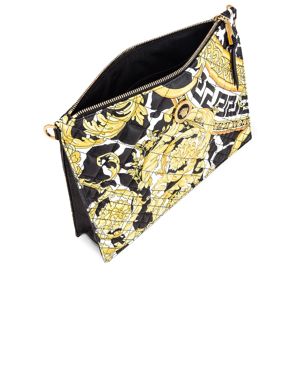 VERSACE Quilted Icon Pouch Bag in Black & Yellow | FWRD