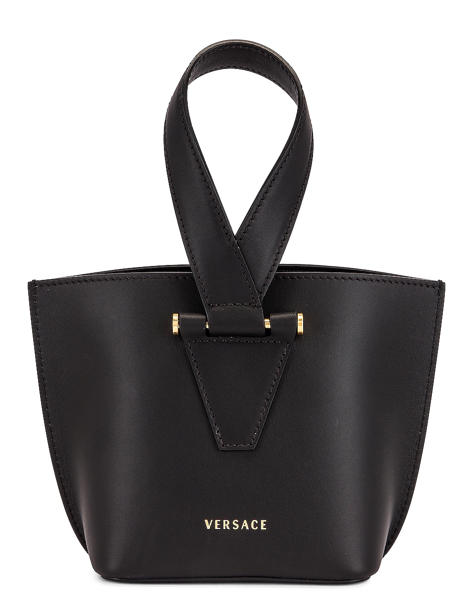 VERSACE Tribute Leather Bag in Black & Gold | FWRD