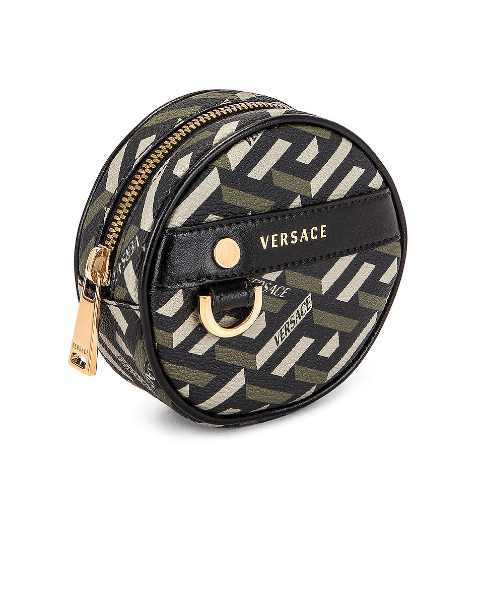 VERSACE Monogram Coin Purse in Nero & Khaki | FWRD