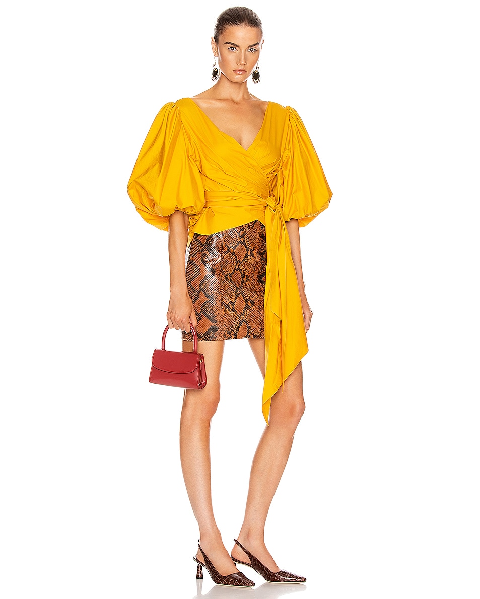 BY FAR Mini Semi Patent Leather Top Handle Bag in Red | FWRD