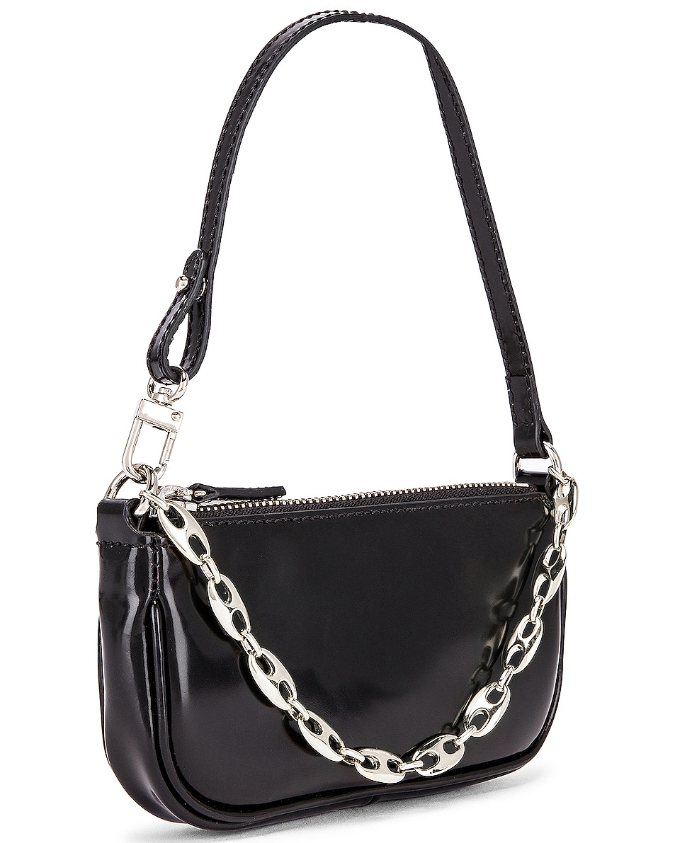 BY FAR Mini Rachel Semi Patent Leather Bag in Black | FWRD