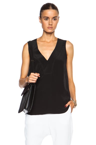 DEREK LAM 10 CROSBY Lace Back Silk Top in Black | FWRD
