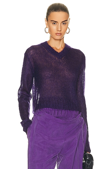 Acne Studios Lightweight Knit Sweater in Dark Purple | FWRD