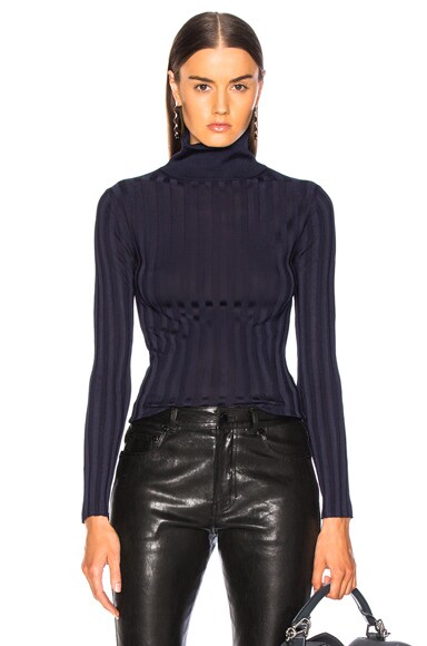 Acne Studios Sheer Knit Top in Navy | FWRD