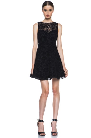 Alice + Olivia Natalia Lace Knit Dress in Black | FWRD