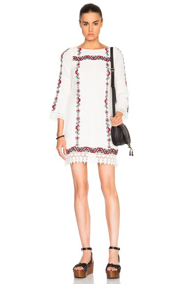 Alice + Olivia Riska Embroidered Dress in Cream Multi | FWRD