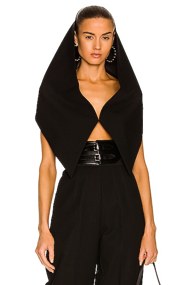 ALAÏA Wool Gabardine Hood in Noir | FWRD