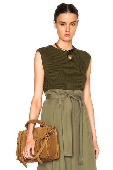 Adam Lippes Ribbed Cropped Crewneck Sweater in Army | FWRD