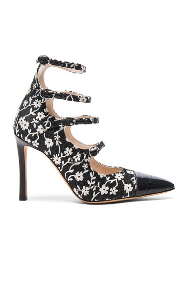 Altuzarra Isabella Multi Strap Mary Jane Heels in Black & Natural White ...