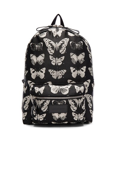 McQueen Victorian Moth Backpack in Black & Off White | FWRD