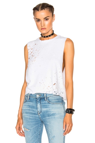 Amiri Shotgun Cropped Muscle Tank Top in White | FWRD