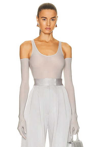 Alex Perry Kelyn Gloved Bodysuit in Grey | FWRD