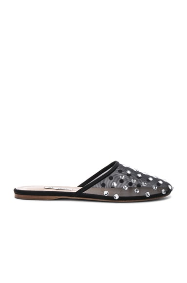 THE ATTICO Embellished Mesh Gina Slippers in Black | FWRD
