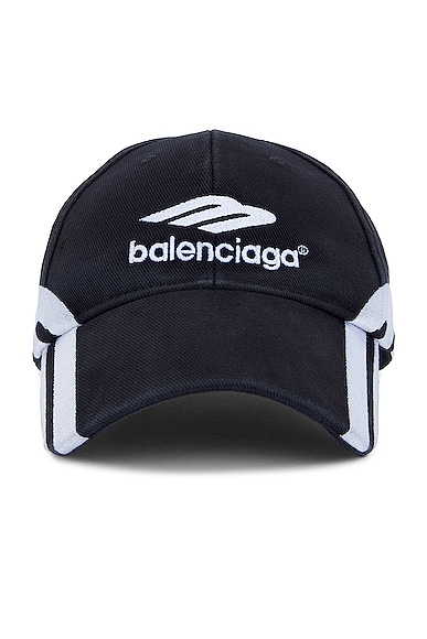 Balenciaga Hat 3b Ball Cap in Faded Black & White | FWRD