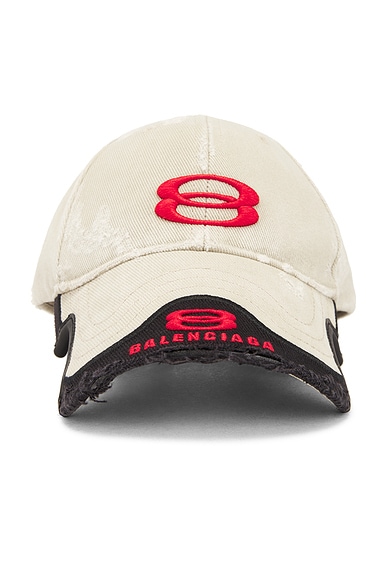 Balenciaga Double Unity Cap in Beige & Red | FWRD